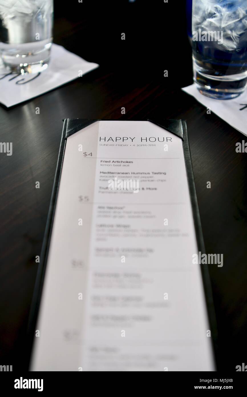 Happy hour food and drink menu Stock Photo - Alamy