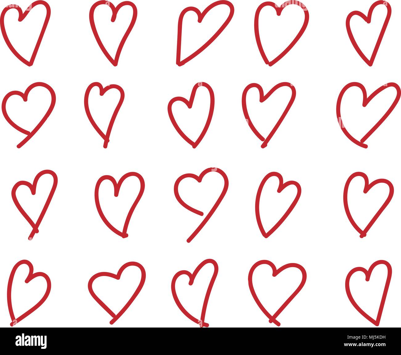 set of hand drawn heart isolated. vector icon sketch for Valentines day ...