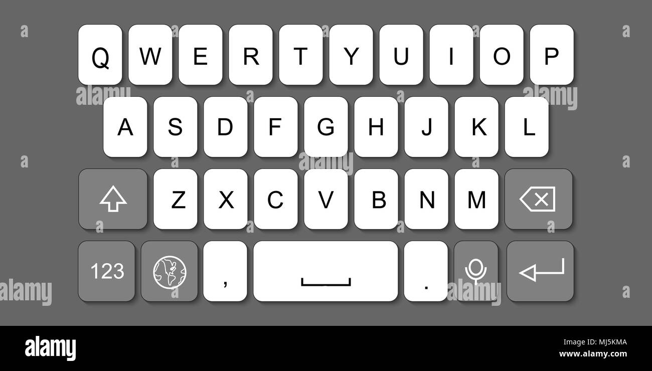 Smartphone Keyboard Mobile Phone Keypad Vector Template Stock Vector