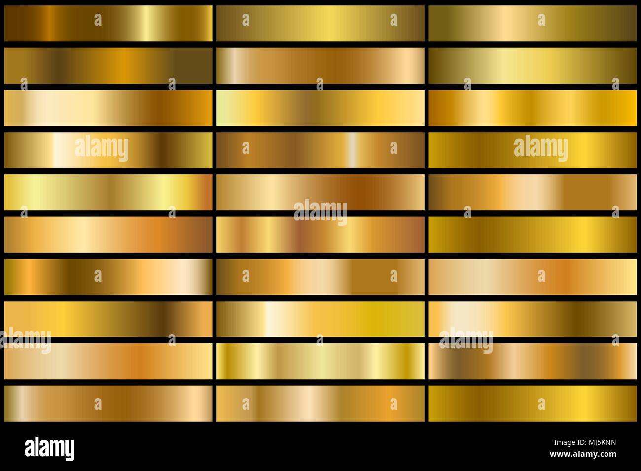 Set of Realistic gold gradients. Vector metal collection for border ...