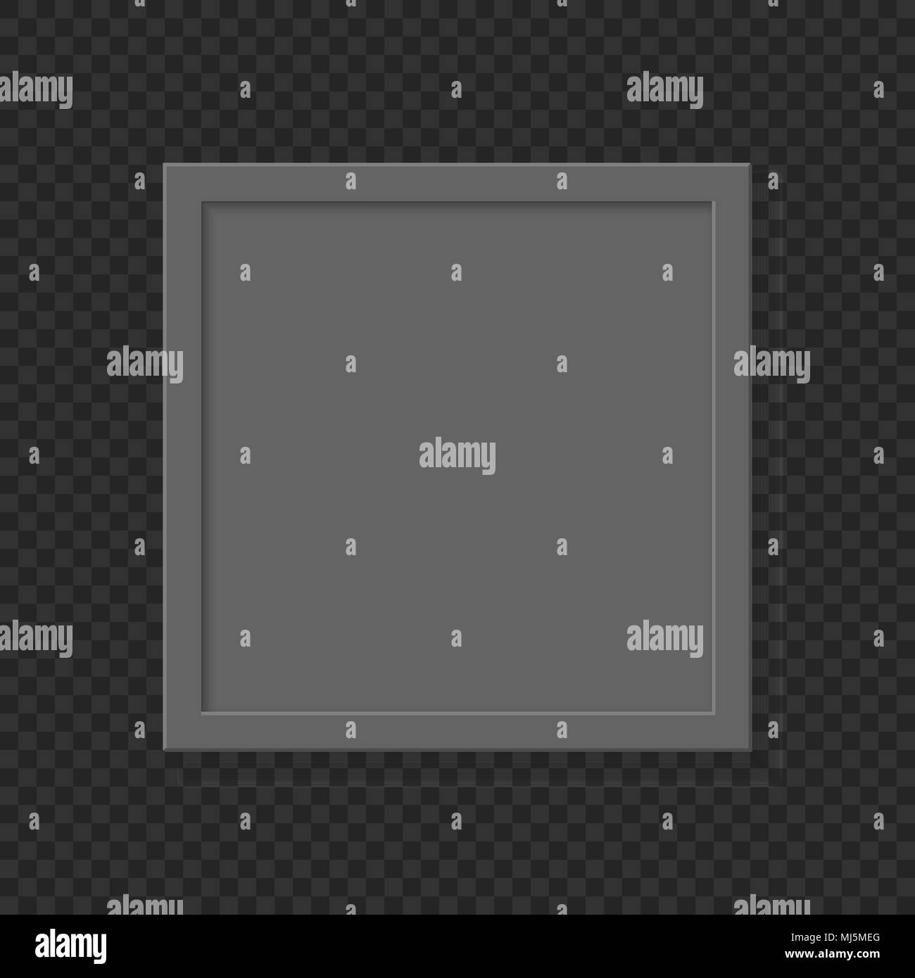 realistic square empty picture frame on transparent background Stock ...
