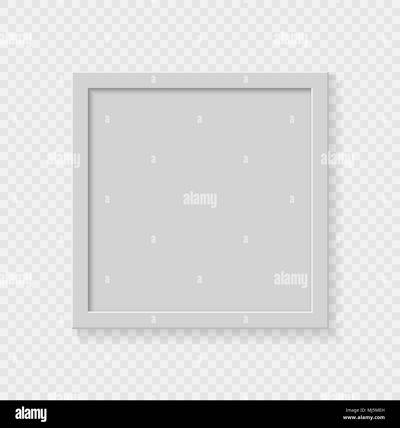 realistic square empty picture frame on transparent background Stock ...
