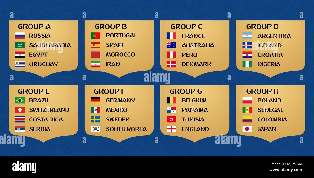 Football World cup groups. Vector flag collection Stock Vector Image ...