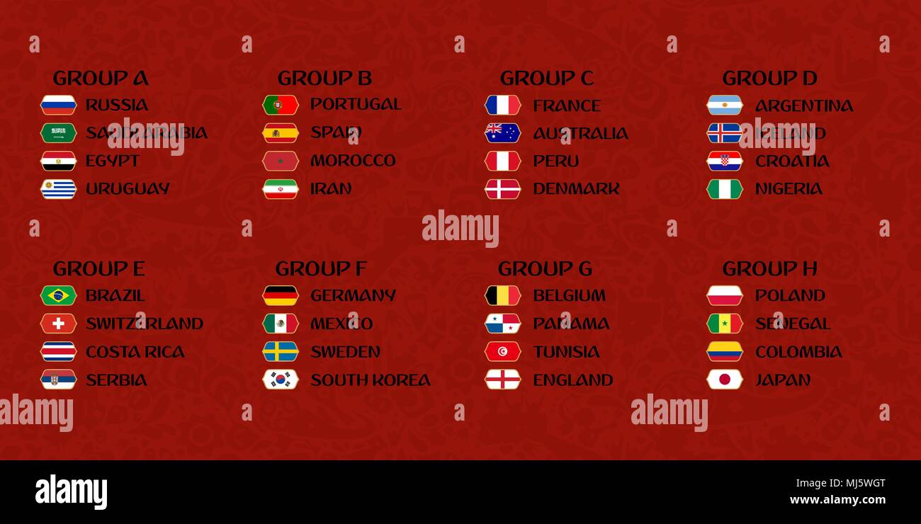 Football World cup groups. Vector flag collection Stock Vector Image ...