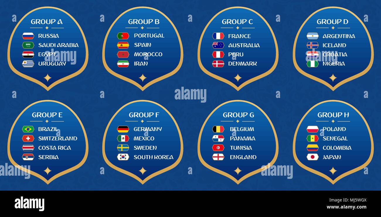 Football World cup groups. Vector flag collection Stock Vector Image ...