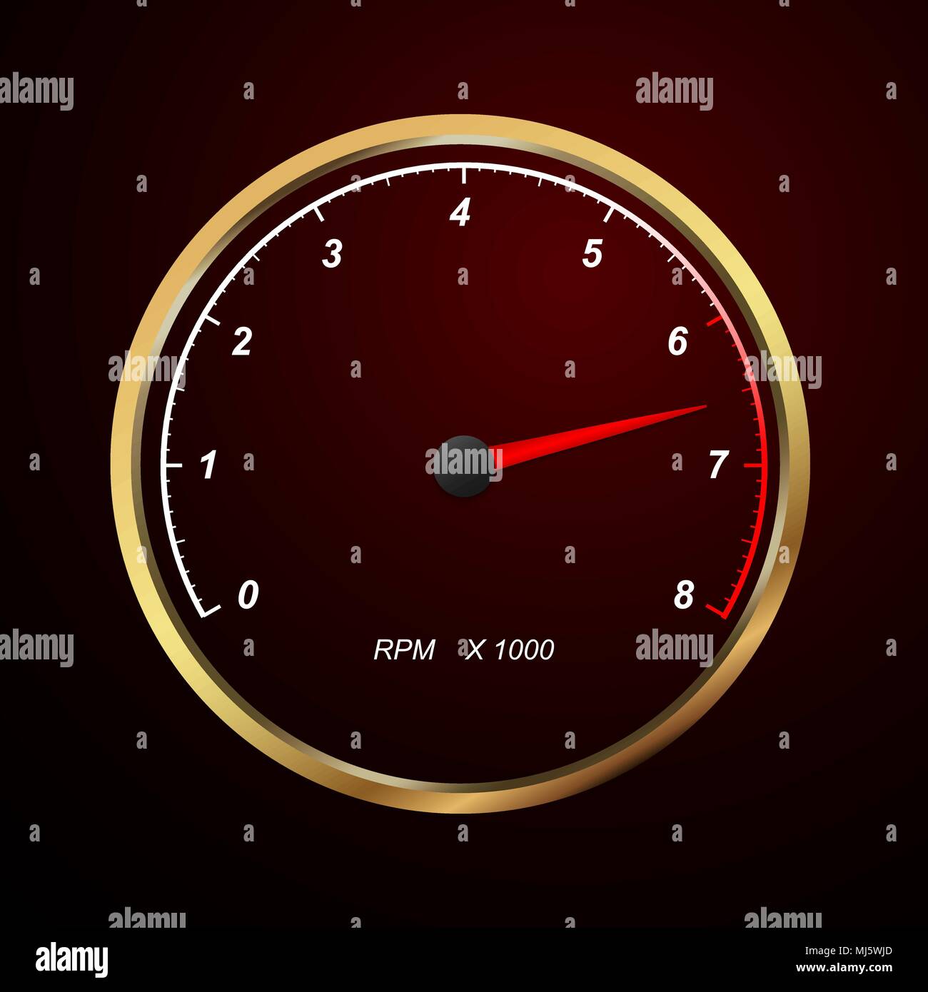 tachometer. Round scales on black background. Vector 3d illustration ...