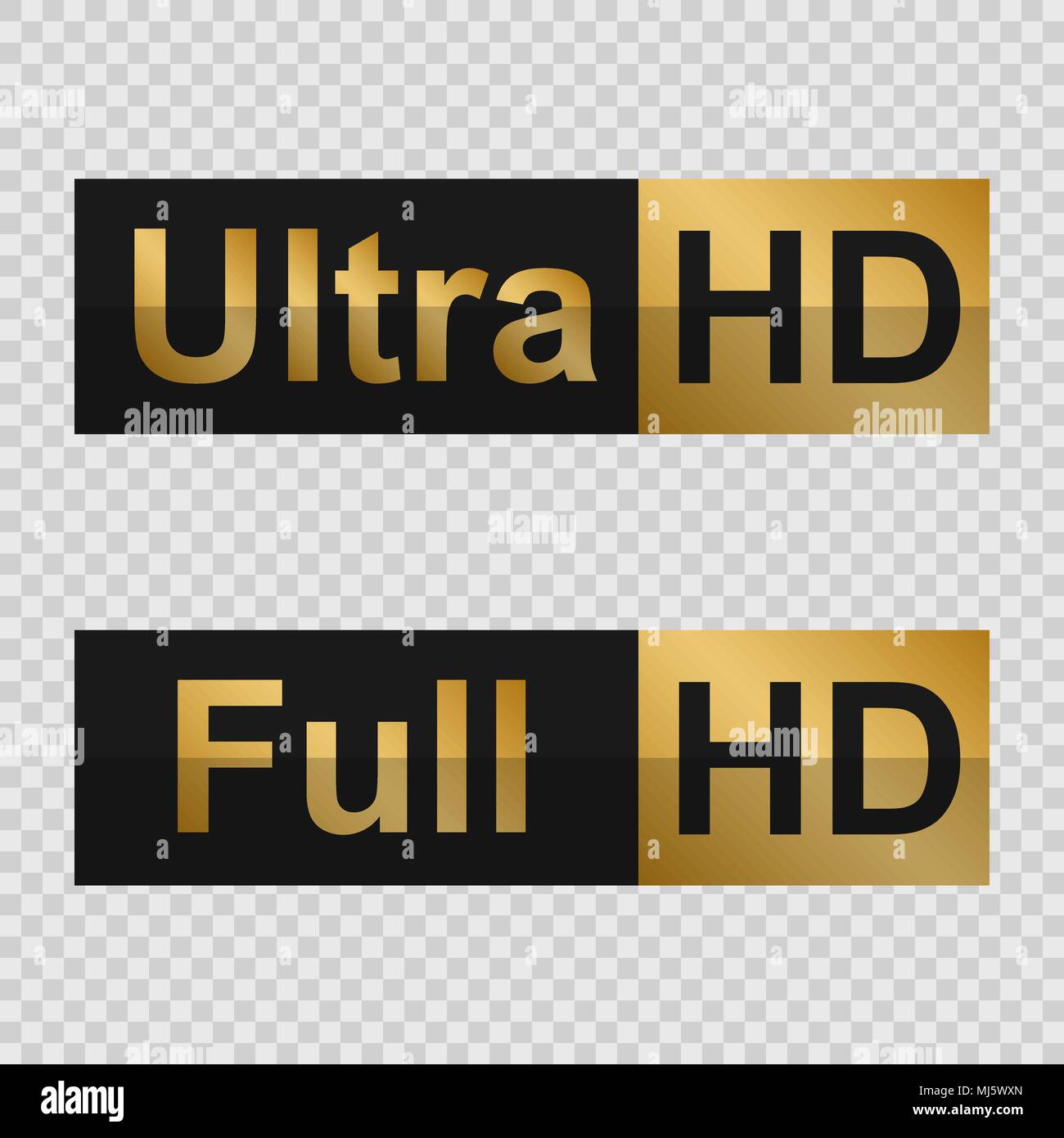 Golden Full HD and Ultra HD labels. Modern technology sign Stock Vector ...