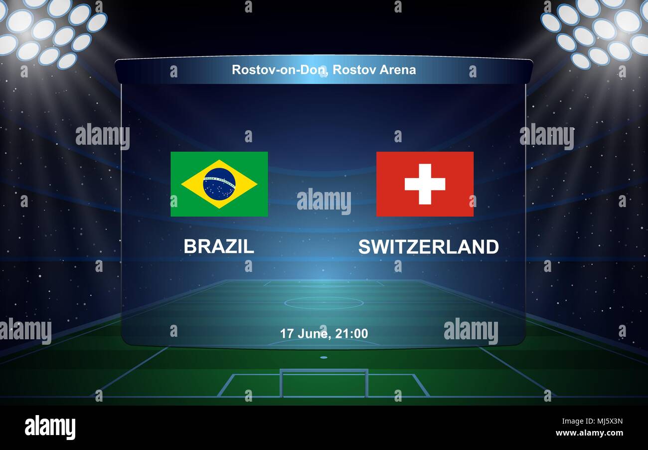 Brazil vs Switzerland. football scoreboard broadcast graphic soccer ...