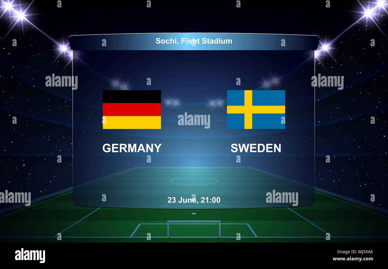 Germany vs Sweden football scoreboard broadcast graphic soccer template ...