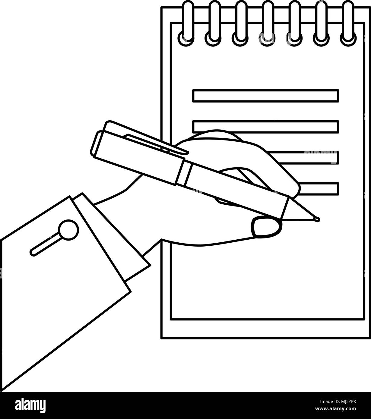 Student hand writing pen notebook Black and White Stock Photos & Images ...