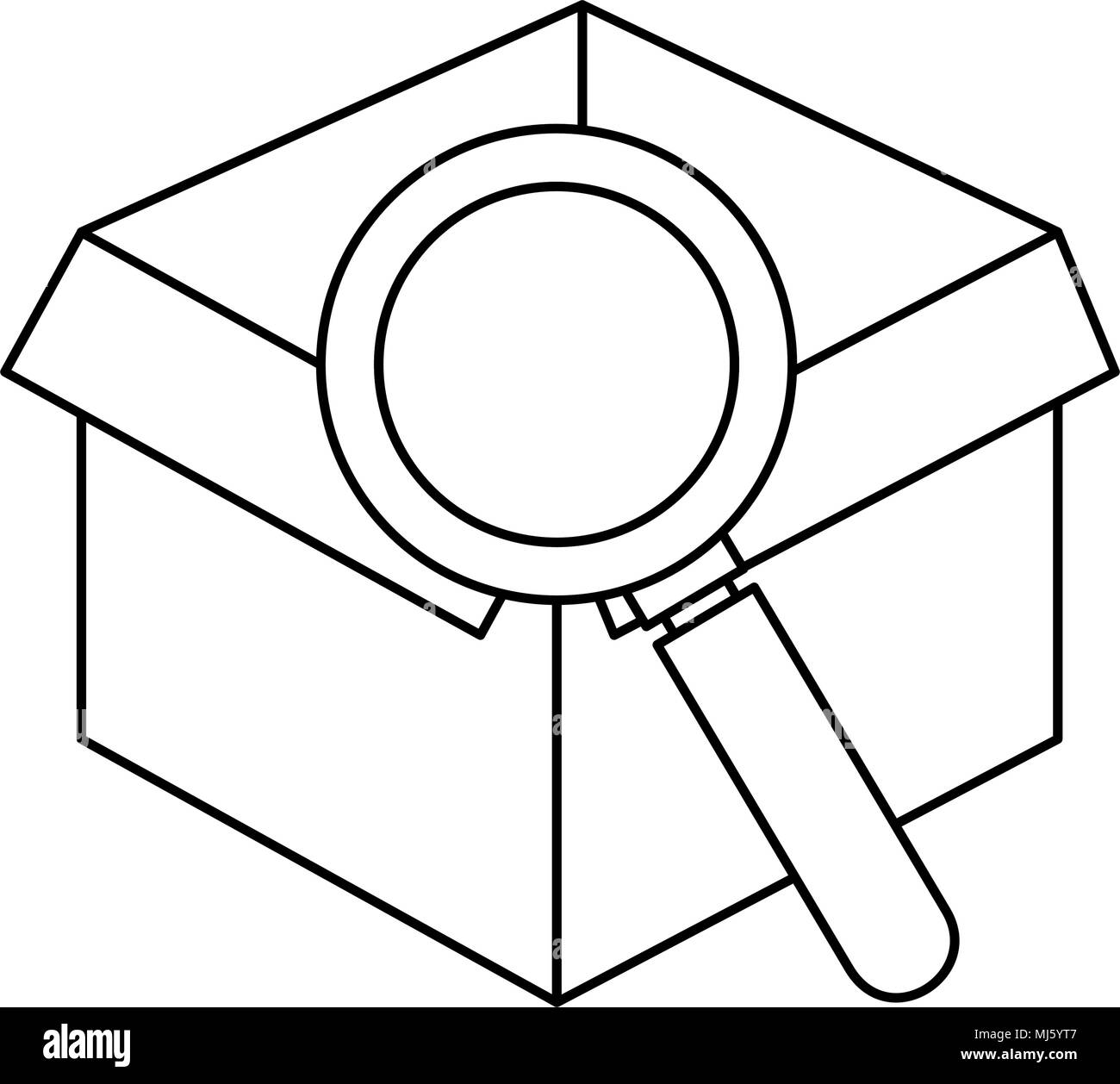 box carton with magnifying glass Stock Vector Image & Art - Alamy
