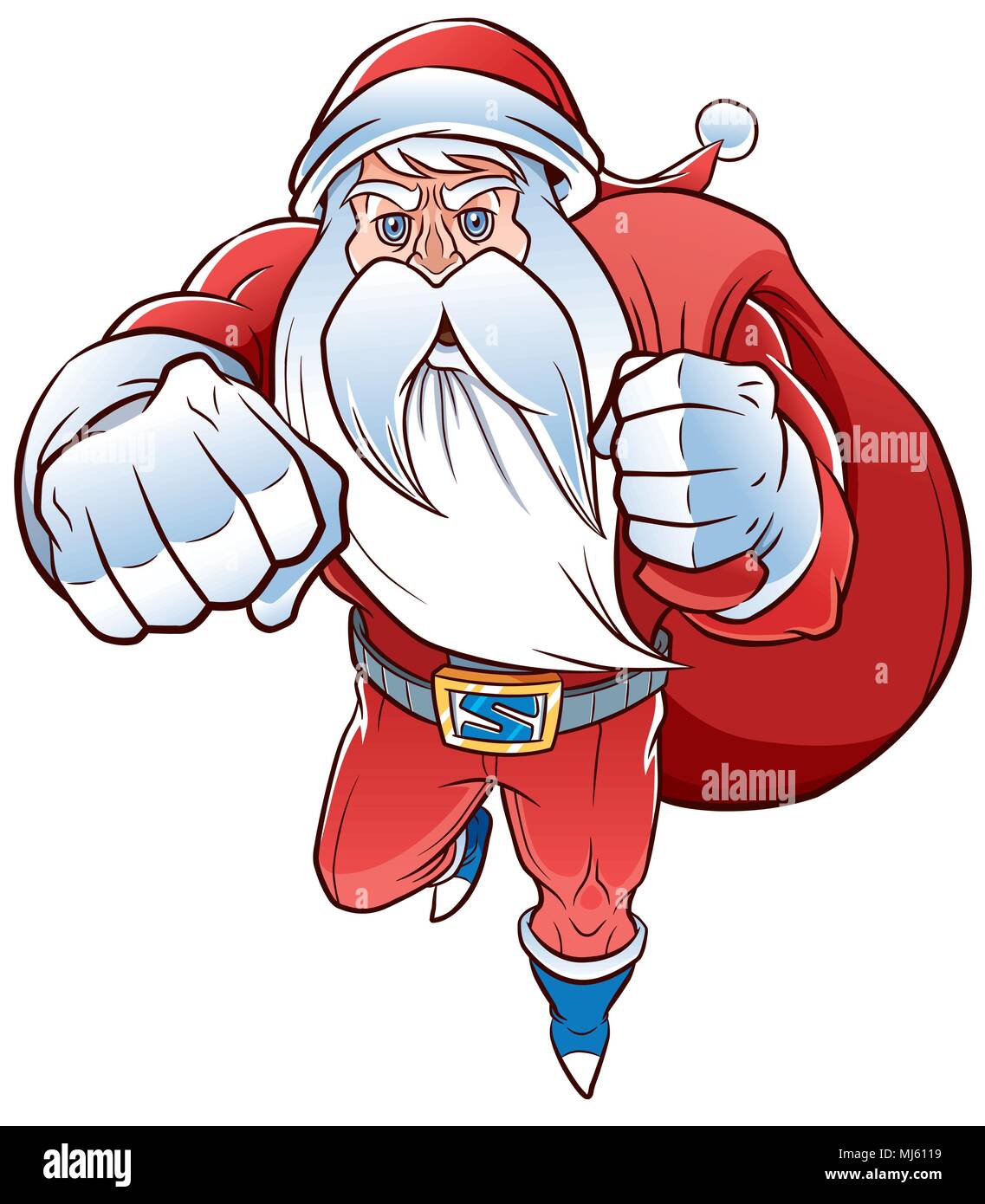 Vector Illustration of Cartoon Santa Claus Hero Stock Vector Image ...