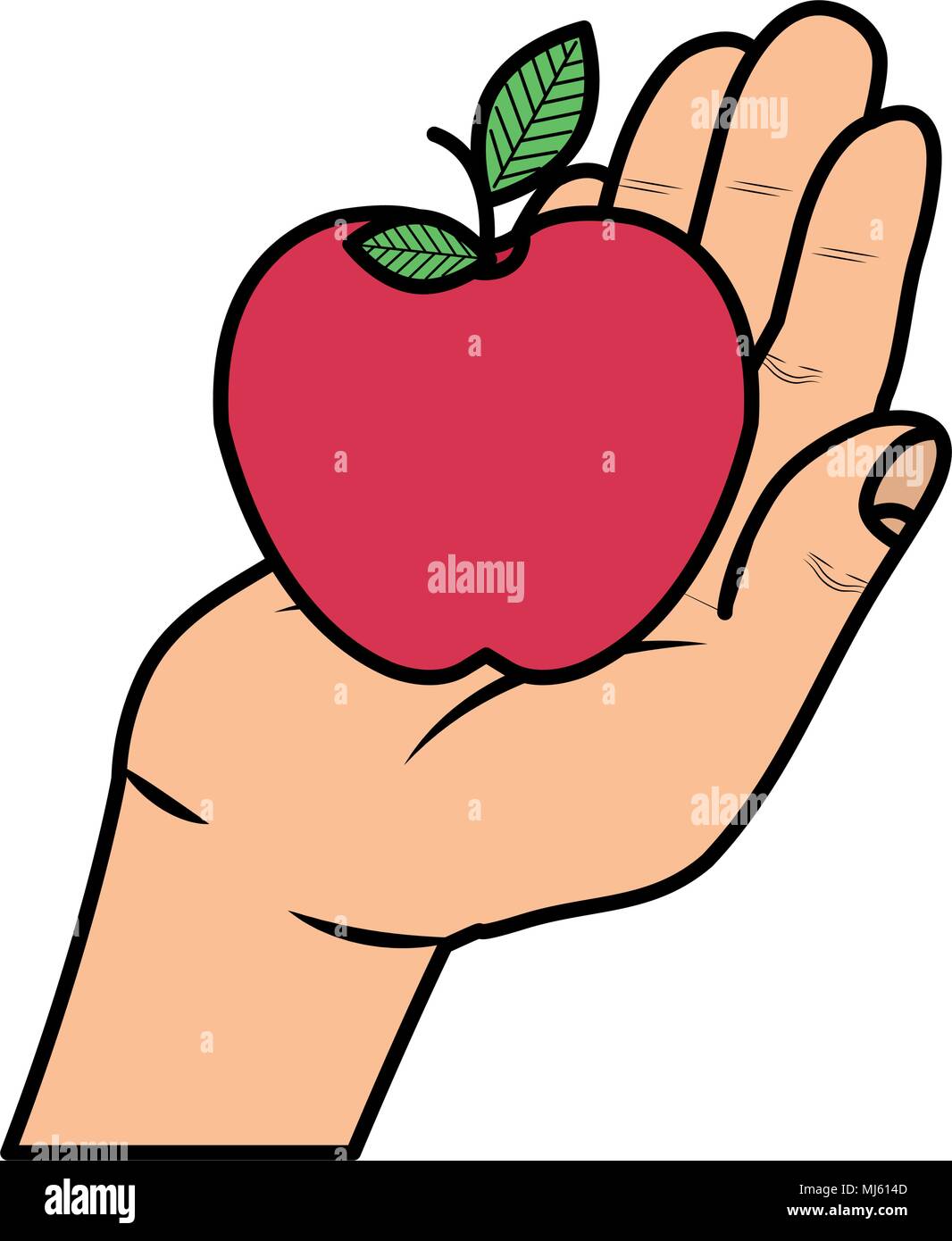 hand with apple fresh fruit icon Stock Vector Image & Art - Alamy