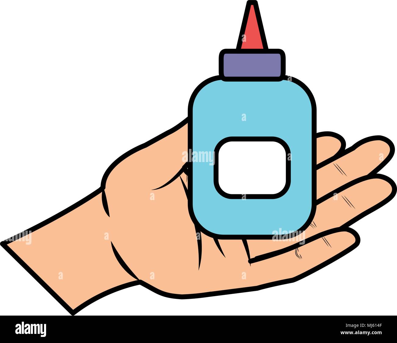 Hand using glue Stock Vector Images - Alamy