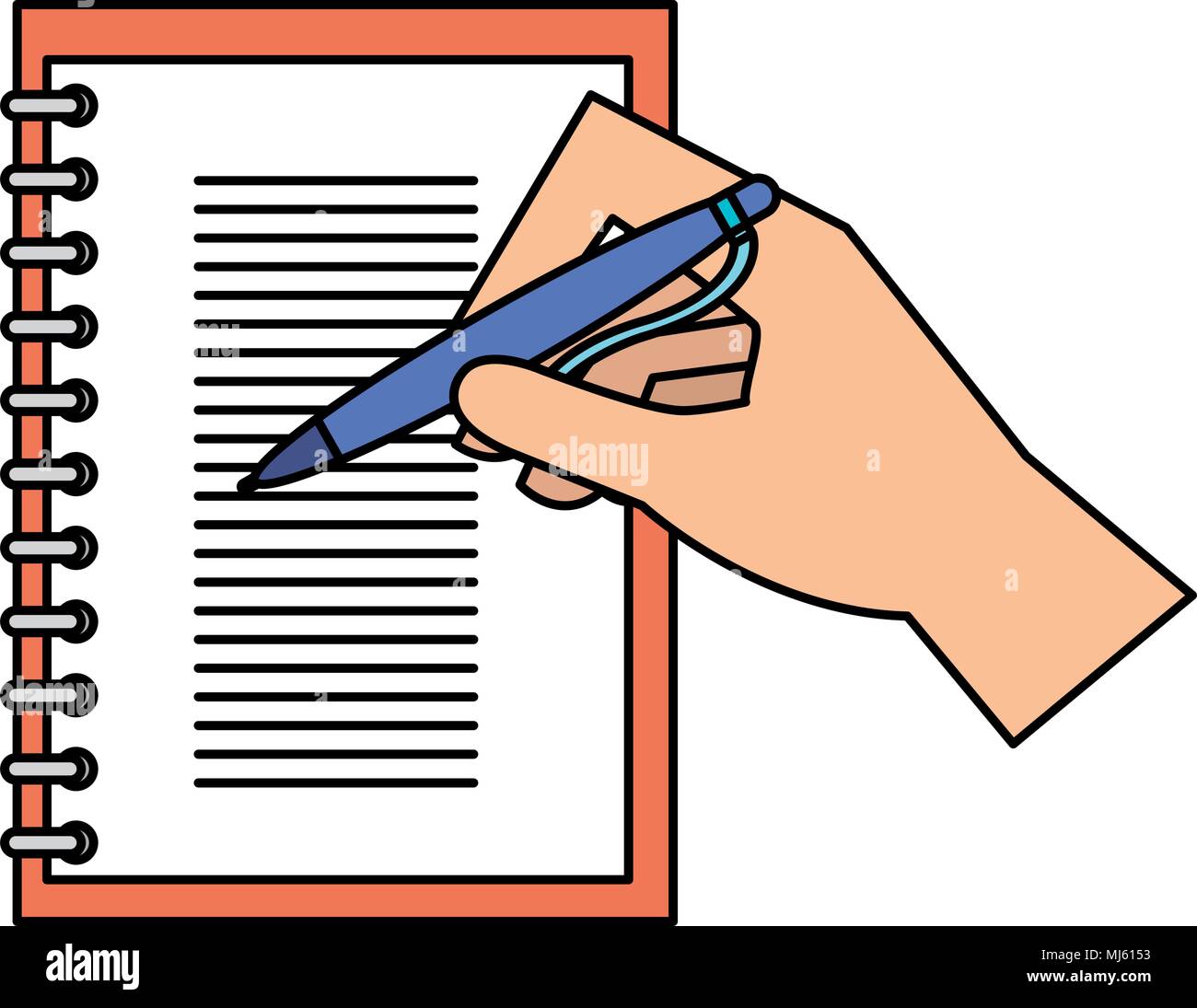 Notepad pen in hand Stock Vector Images - Alamy