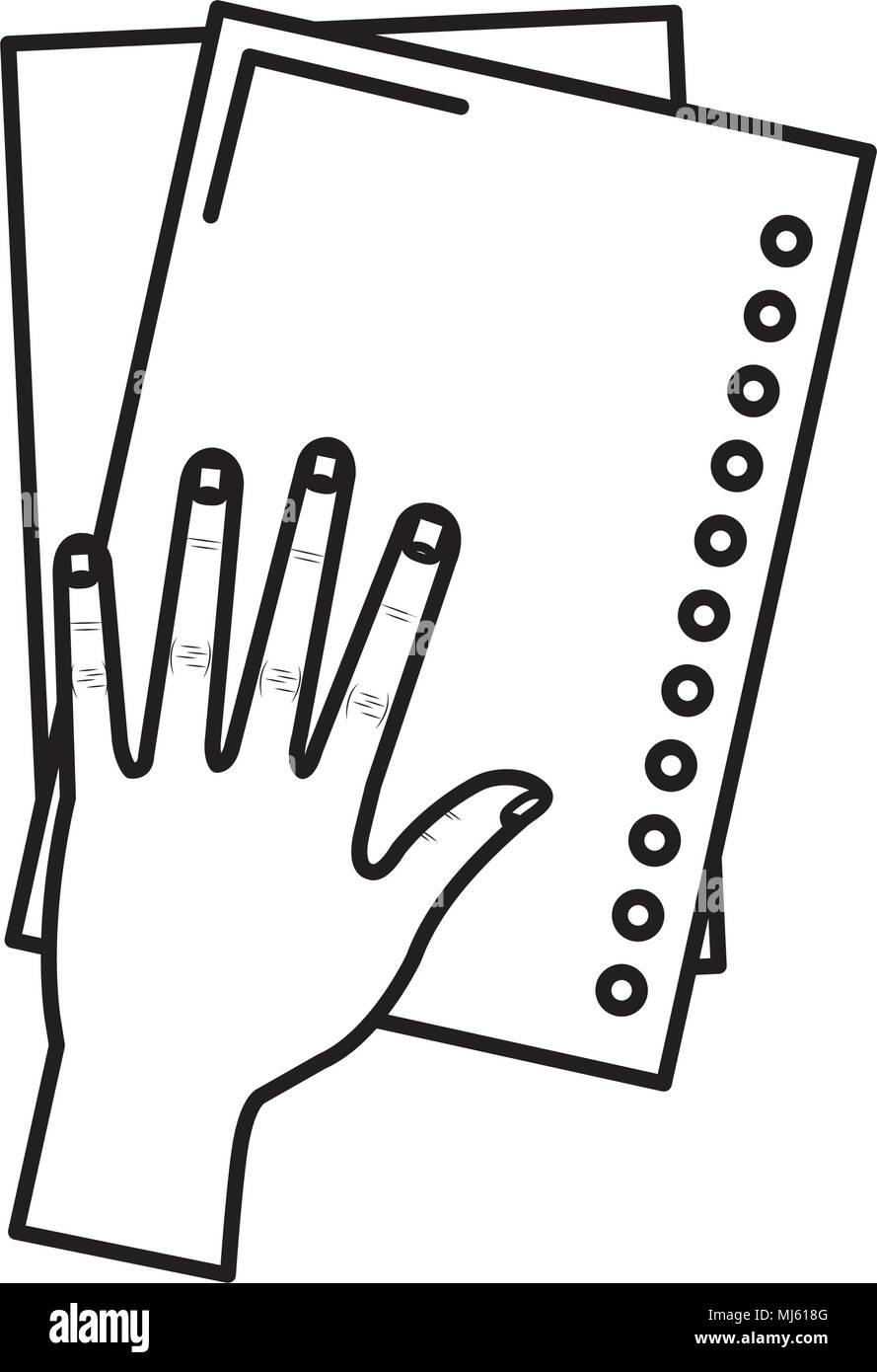 hand with sheet of notebook school Stock Vector Image & Art - Alamy