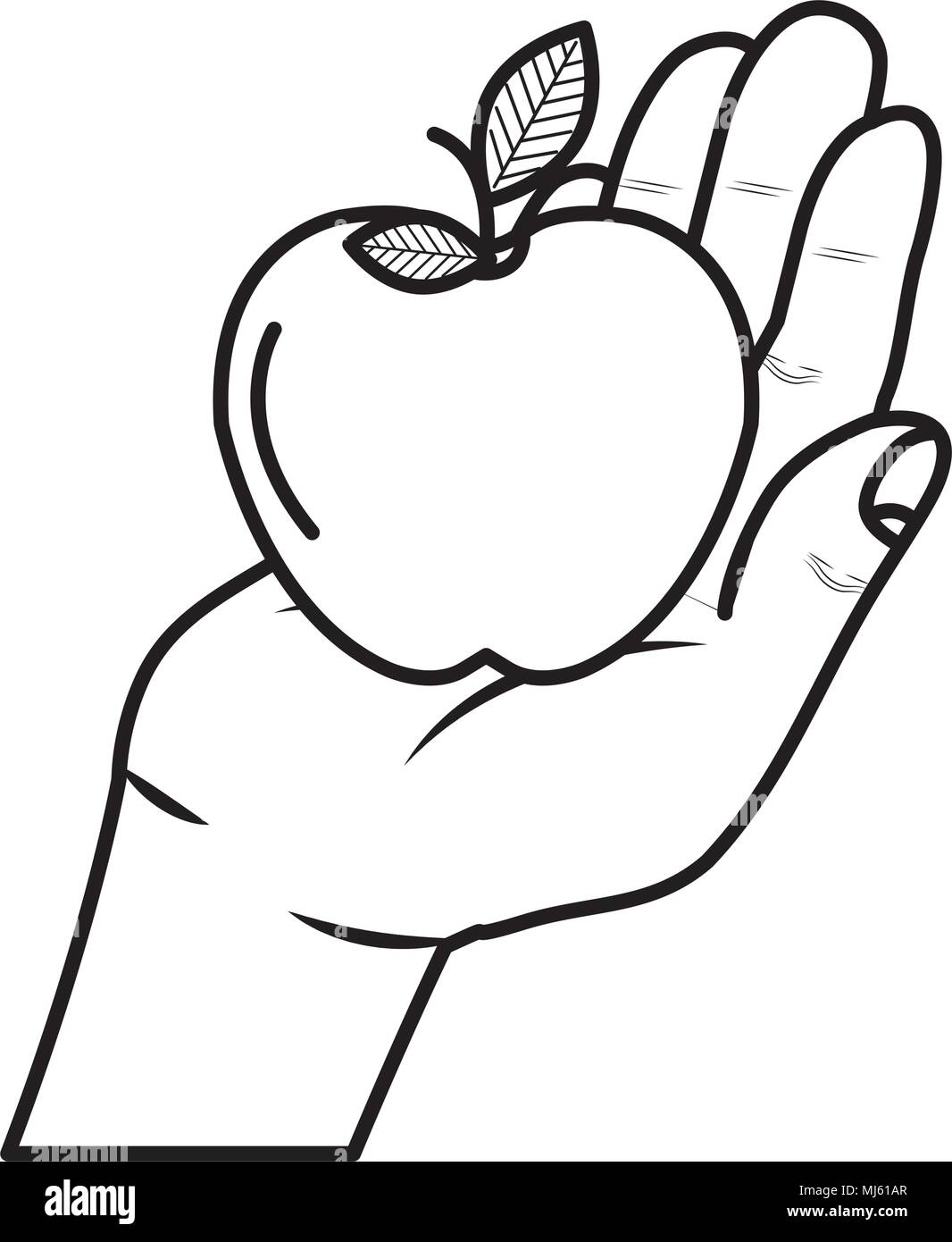 hand with apple fresh fruit icon Stock Vector Image & Art - Alamy