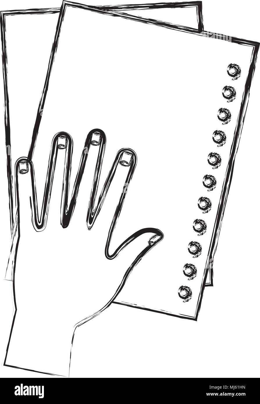 hand with sheet of notebook school Stock Vector Image & Art - Alamy