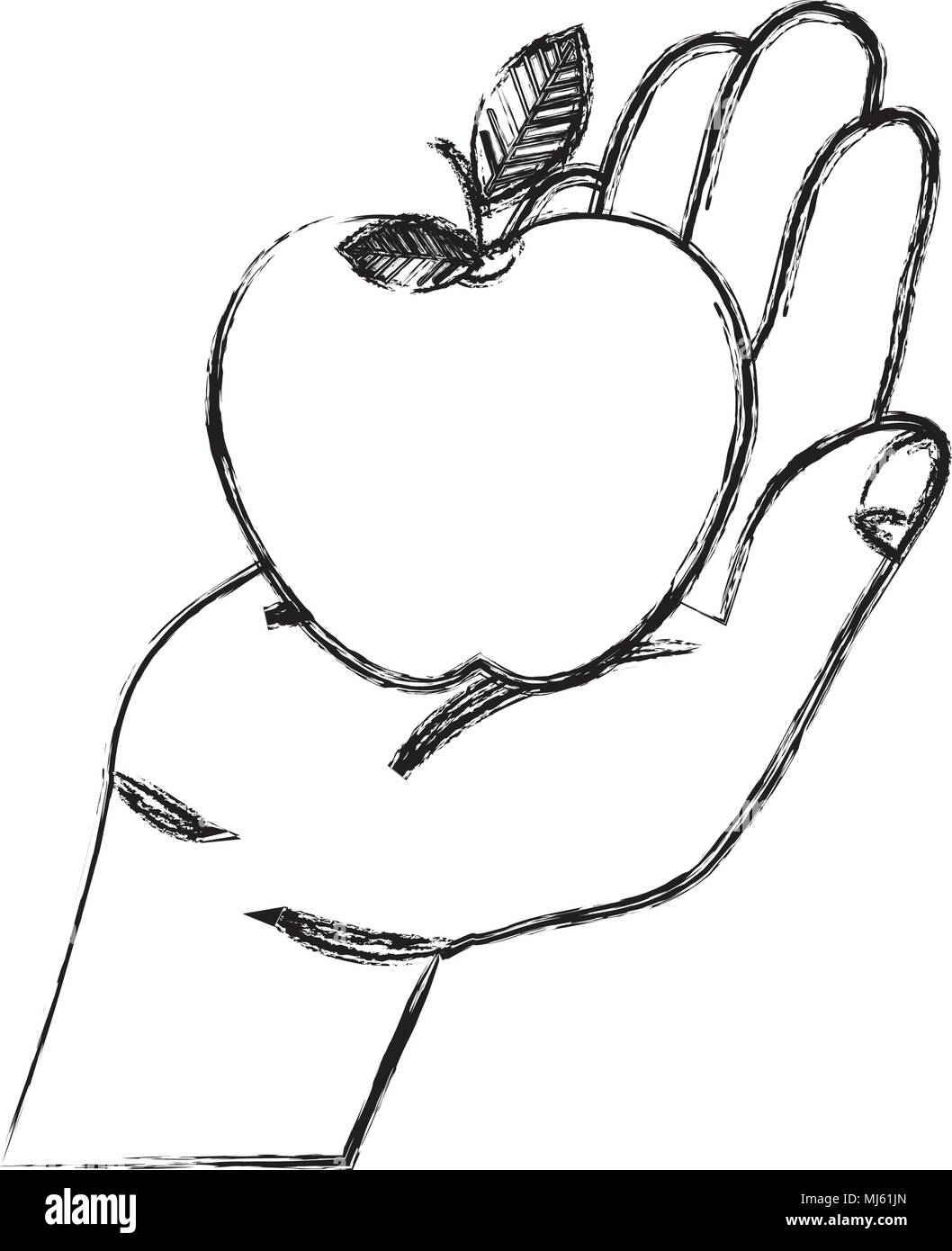 hand with apple fresh fruit icon Stock Vector Image & Art - Alamy