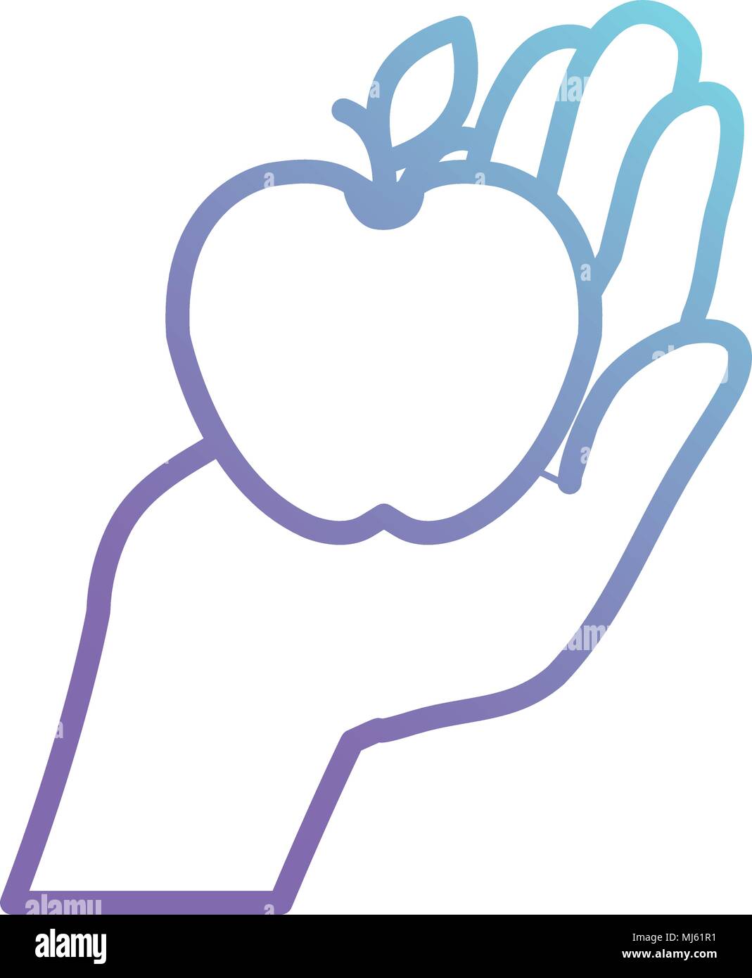 hand with apple fresh fruit icon Stock Vector Image & Art - Alamy