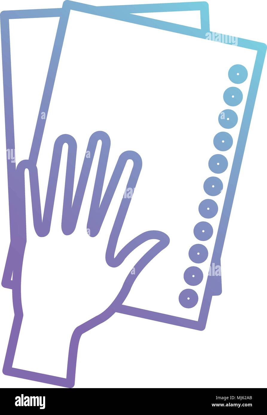 hand with sheet of notebook school Stock Vector Image & Art - Alamy