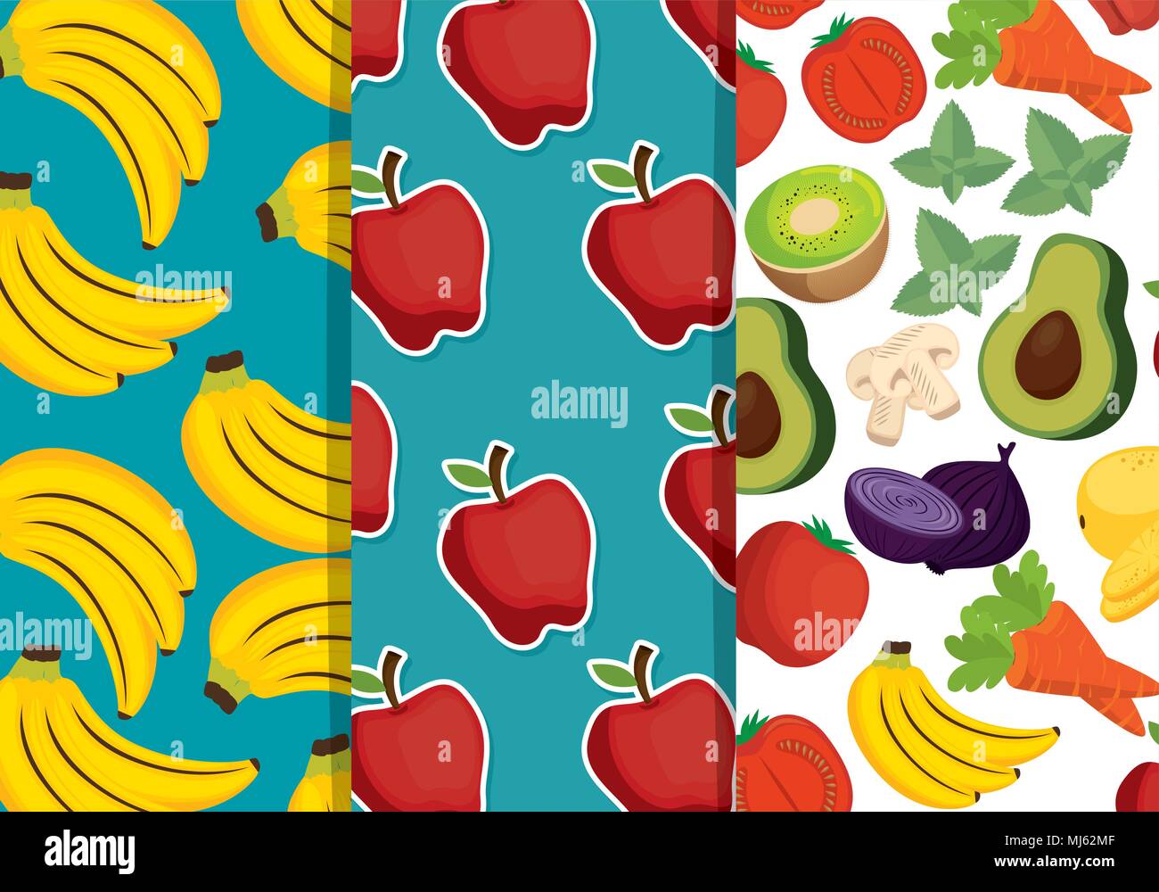 fruits and vegetables group pattern Stock Vector Image & Art - Alamy