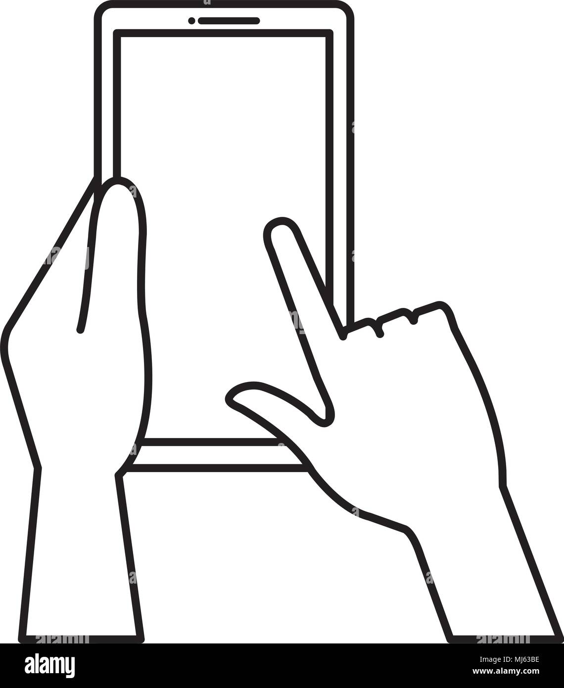 hand with smartphone device isolated icon Stock Vector Image & Art - Alamy