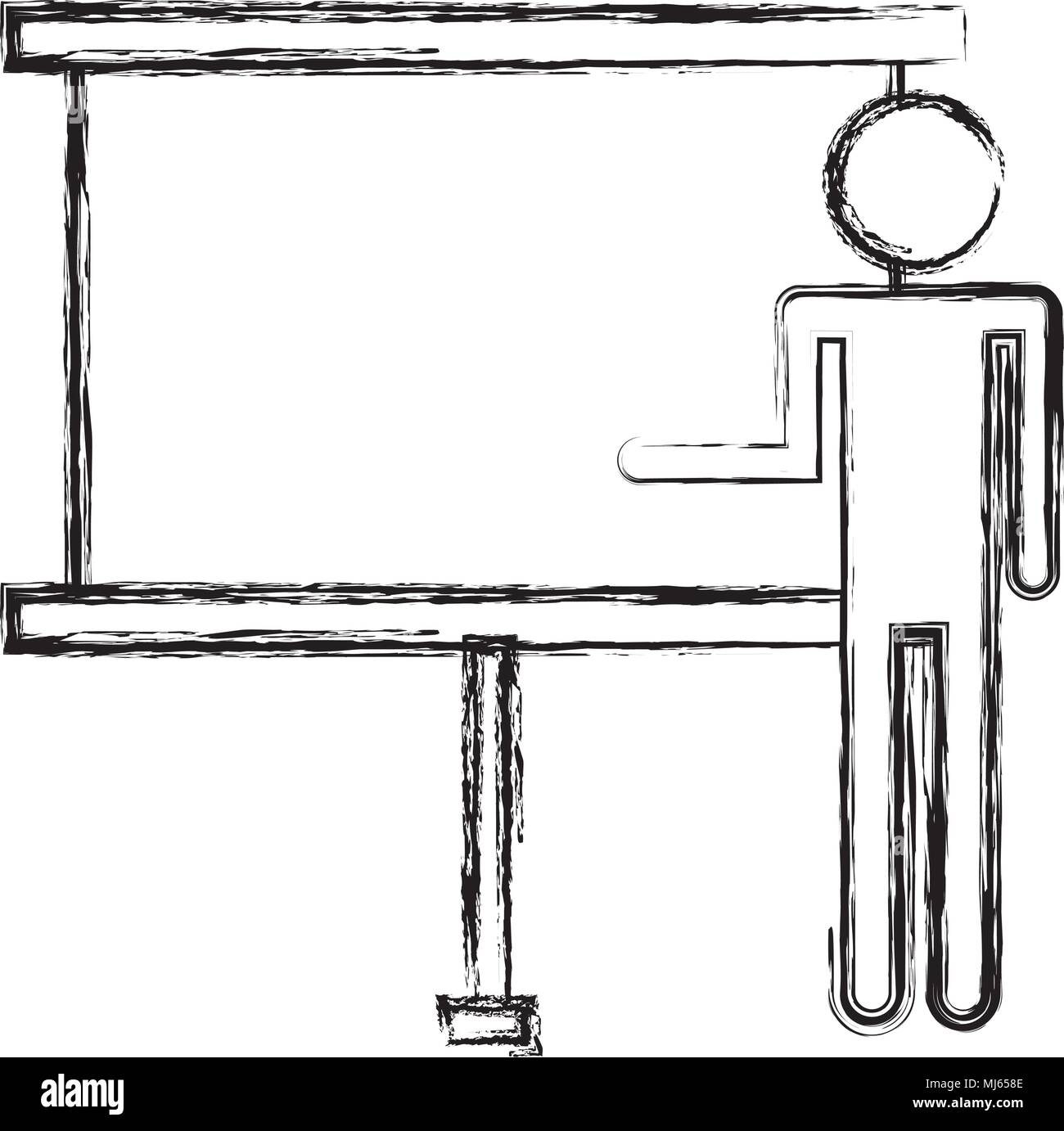 human figure with paperboard training silhouette Stock Vector Image ...