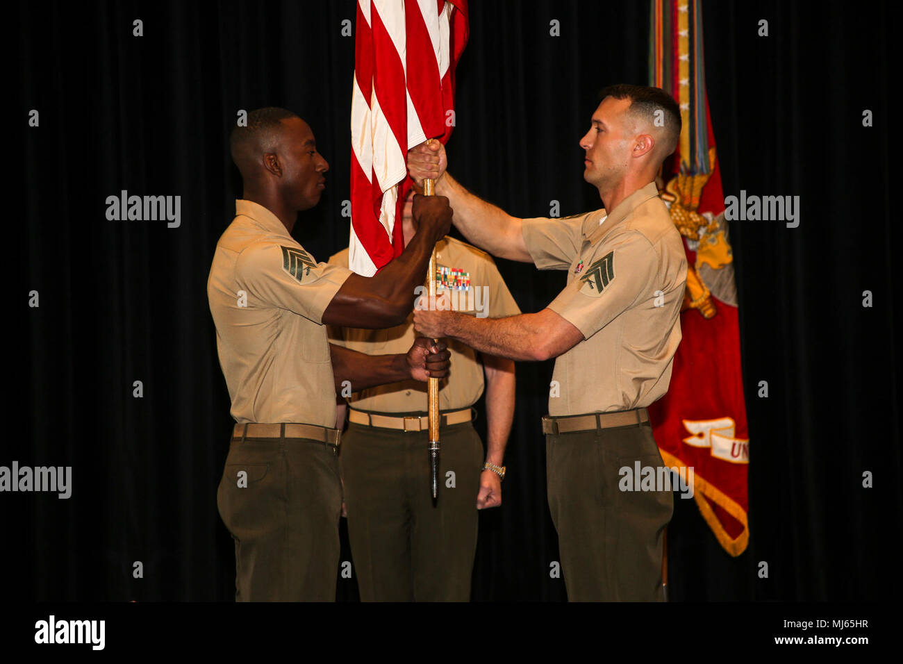 Sergeant Francis Frazier, left, the 38th Color Sergeant of the Marine ...