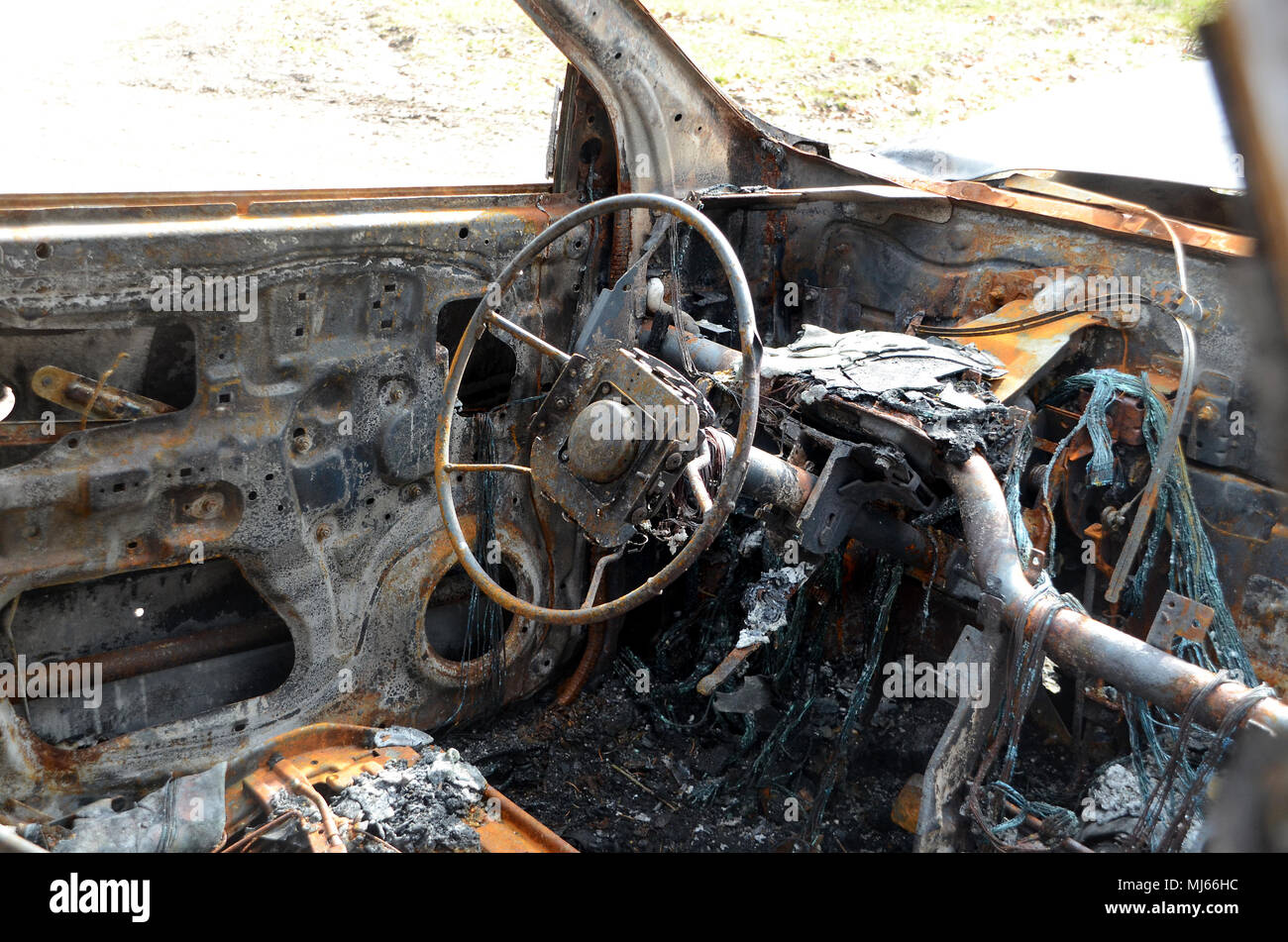 The interior of a totally burned out car Stock Photo - Alamy The interior of a totally burned out car Stock Photo - Alamy