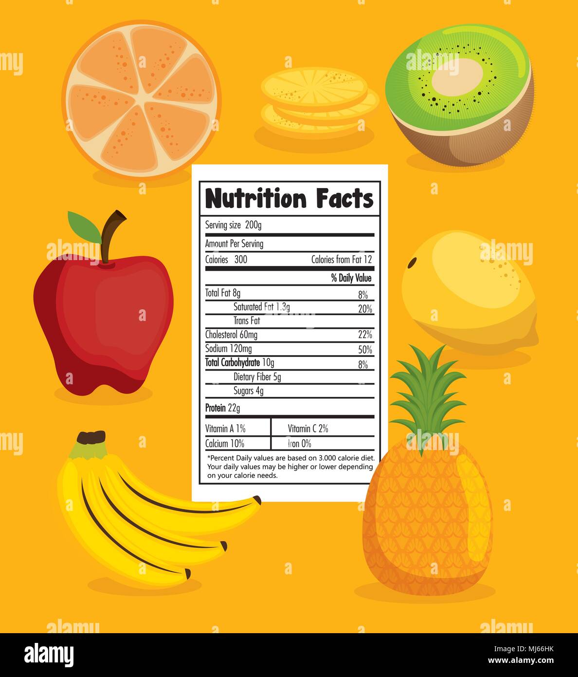 fruits group with nutrition facts Stock Vector Image & Art - Alamy