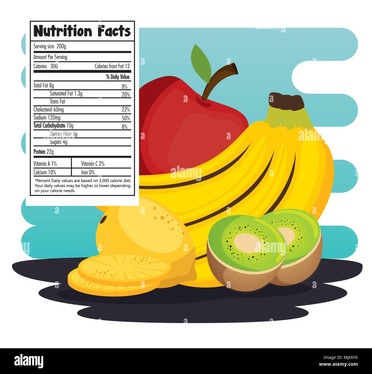 fruits group with nutrition facts Stock Vector Image & Art - Alamy