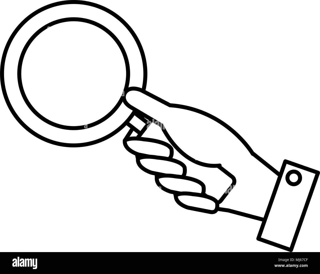 Hand human magnifying glass icon Black and White Stock Photos & Images ...