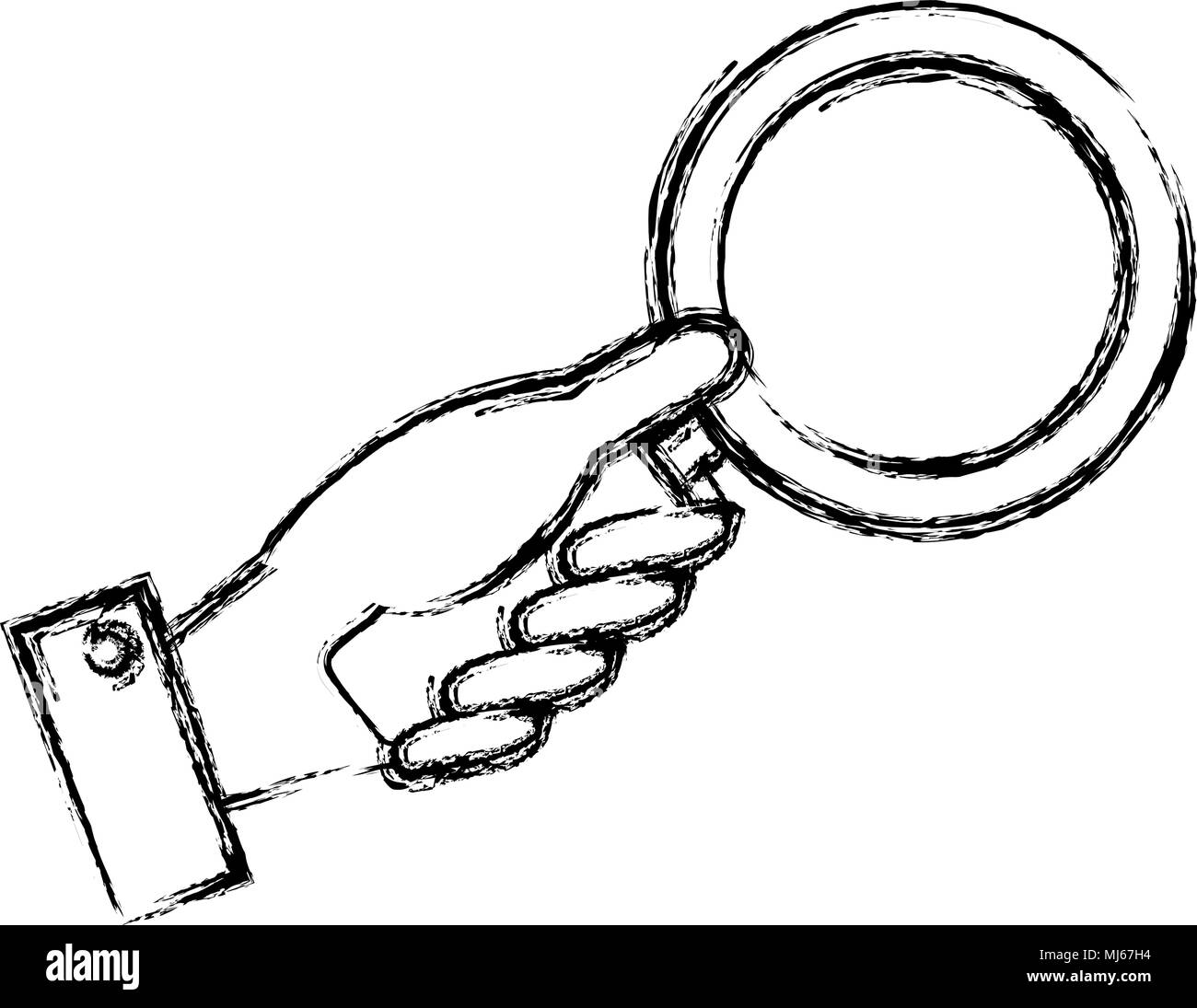 hand human with magnifying glass isolated icon Stock Vector Image & Art ...