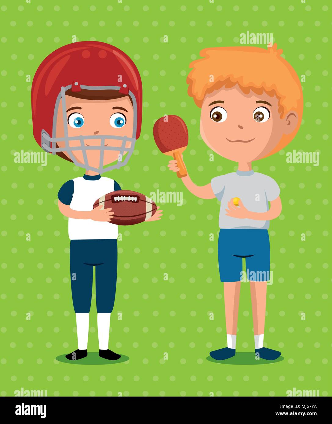little boys practicing sports happy characters Stock Vector Image & Art ...