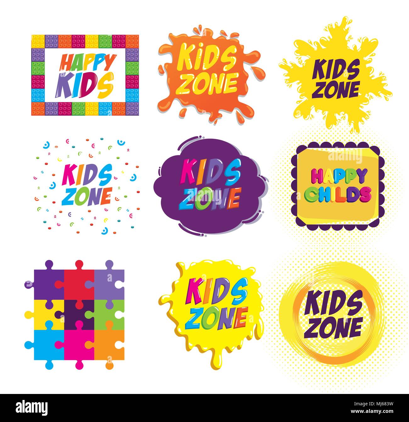 happy kids zone labels Stock Vector Image & Art - Alamy