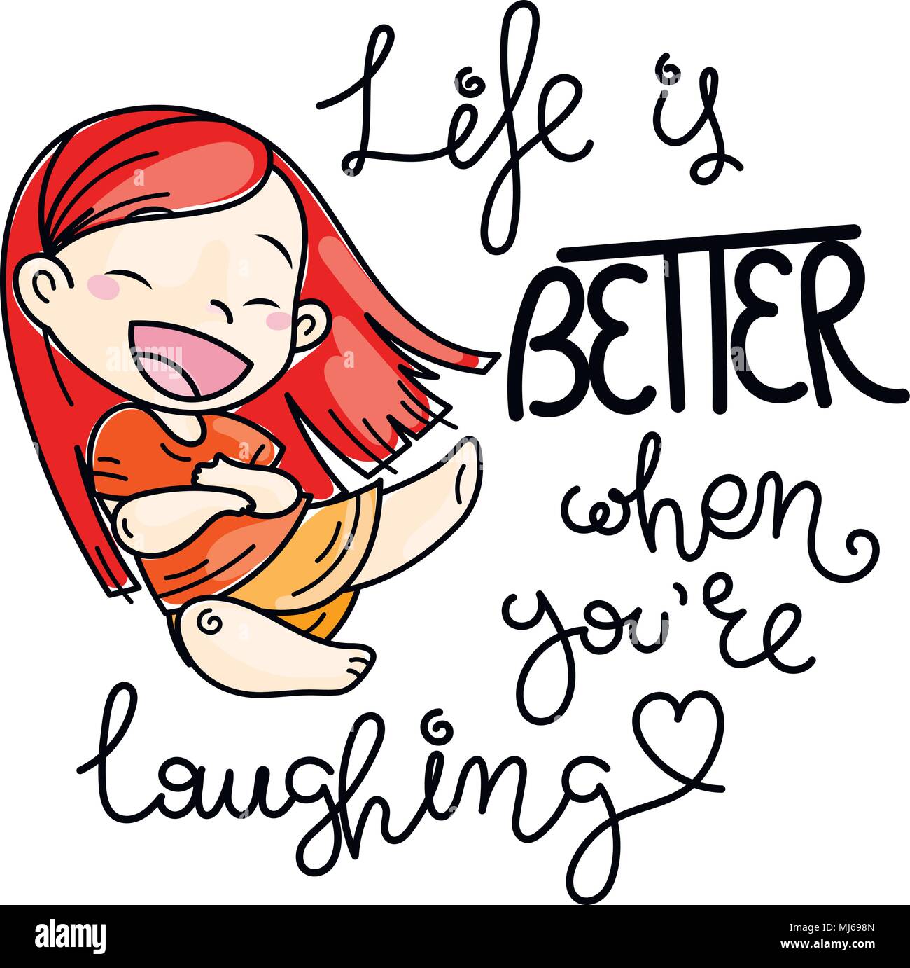 Life is better when you are laughting. Cute cartoon kids. Vector and ...