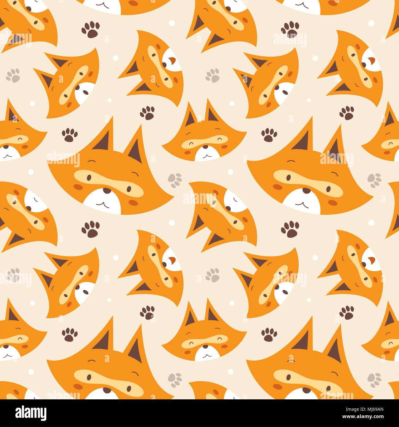 Vector illustration seamless pattern with face fox Stock Vector Image ...