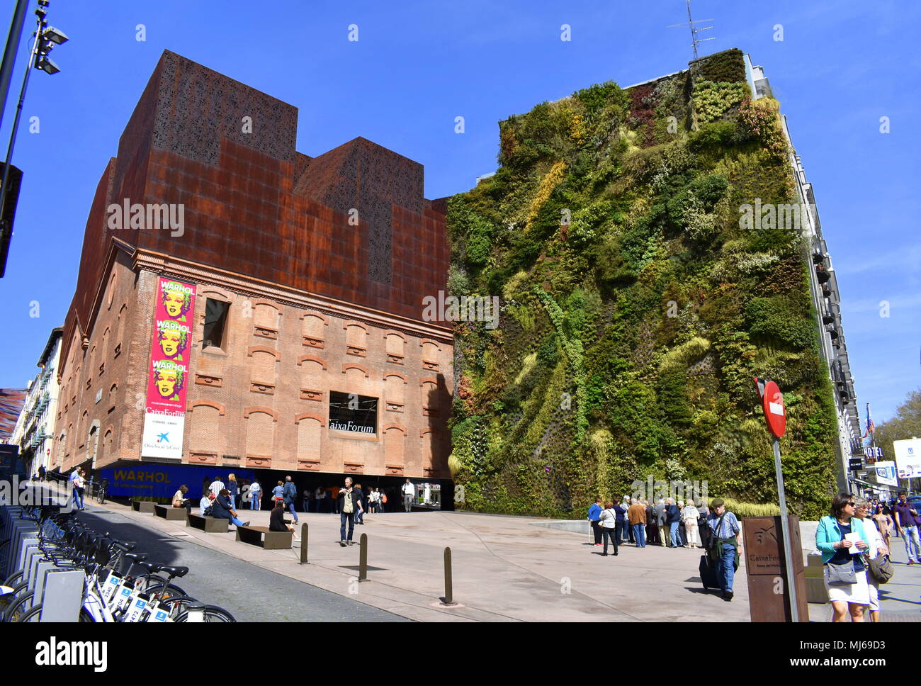 CaixaForum museum and cultural centre and garden wall, Paseo del Prado ...