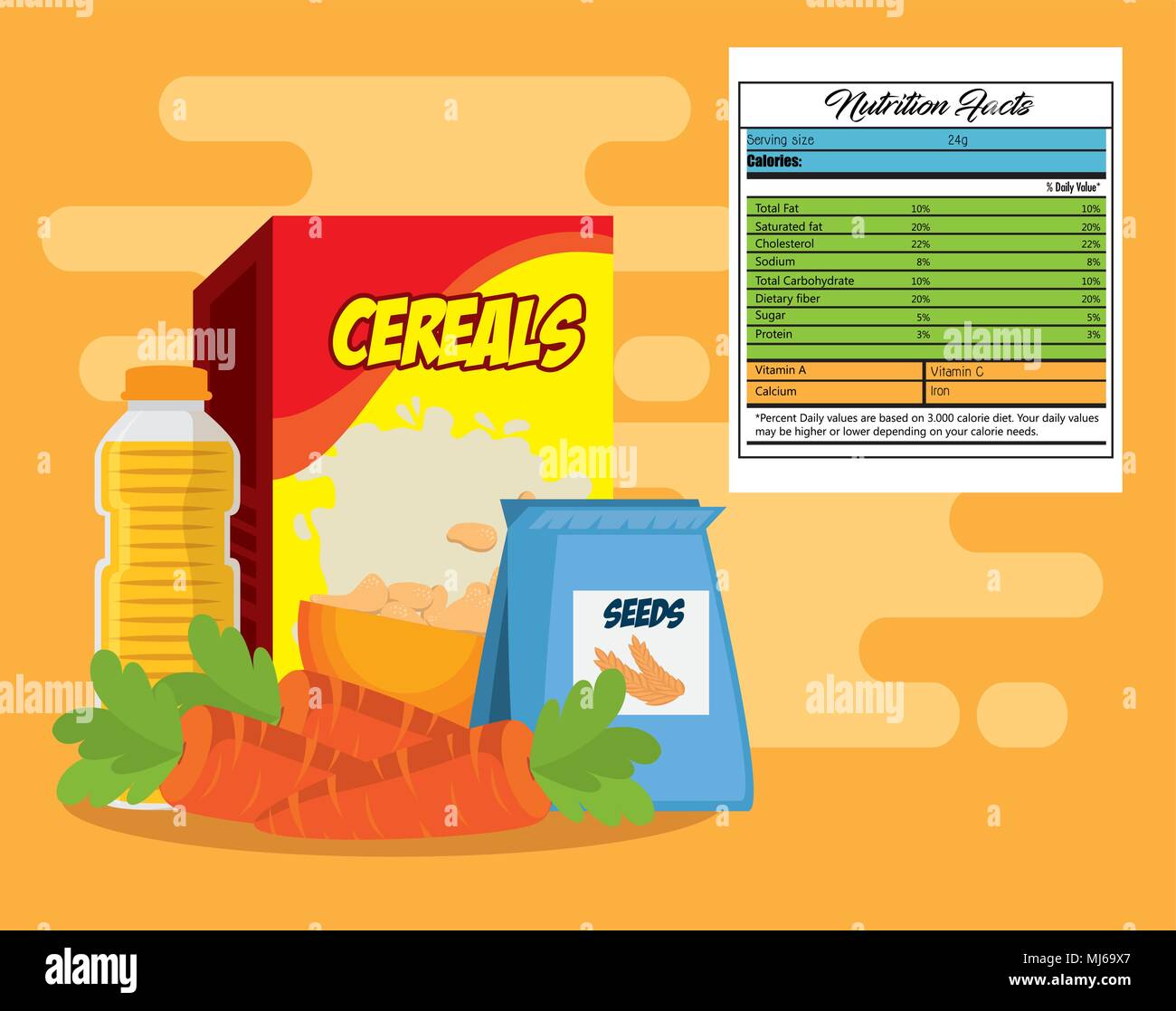 group of nutritive food with nutrition facts Stock Vector Image & Art ...