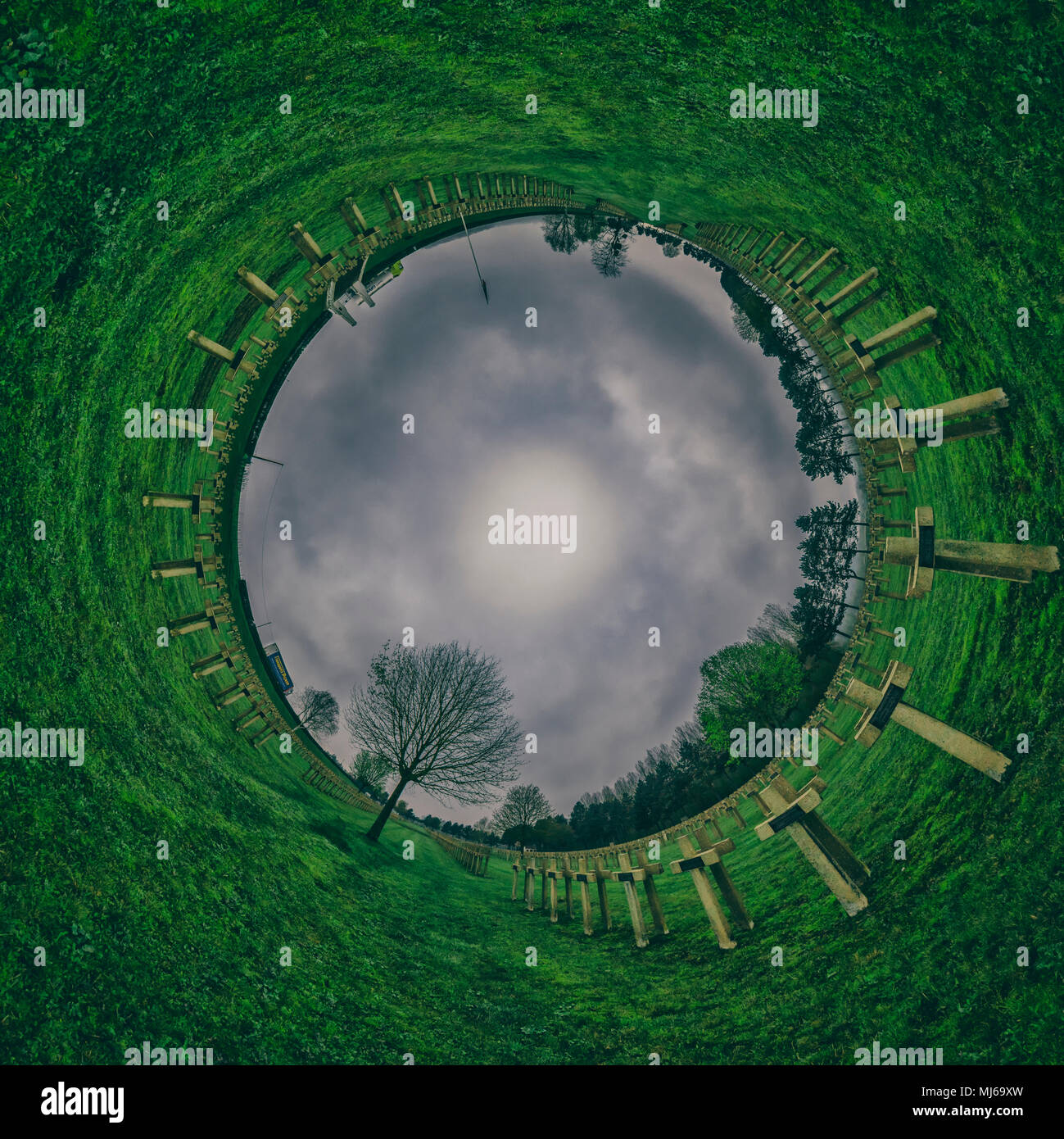 A tiny planet of a world warI cemetery in northern France Stock Photo ...