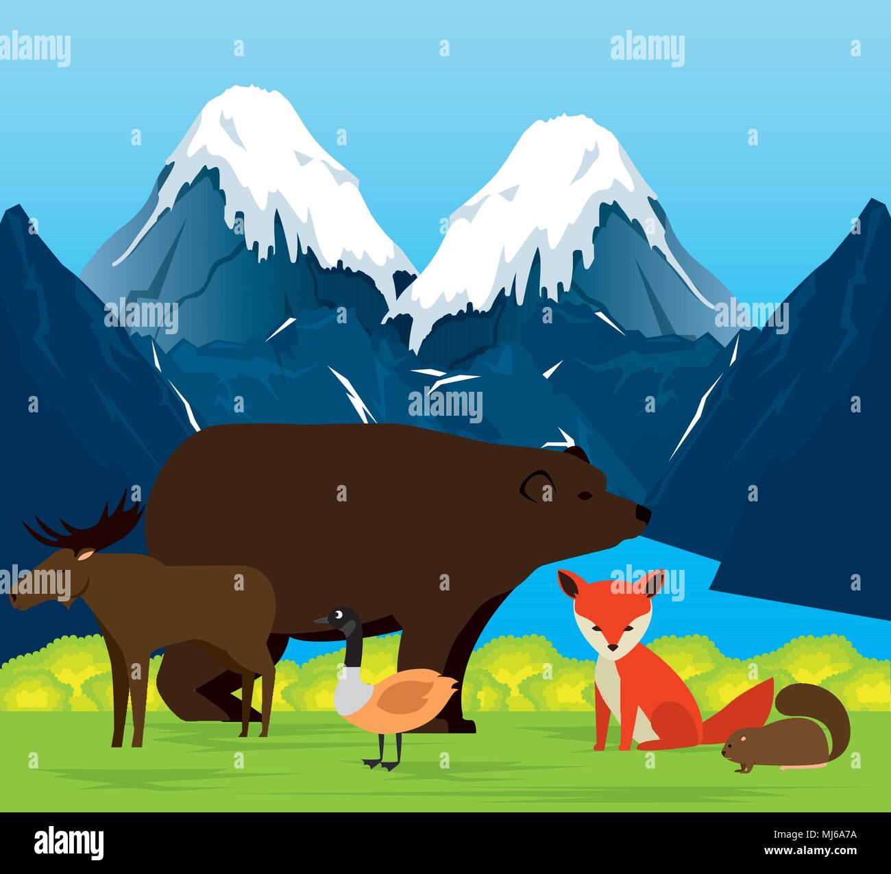 canadian landscape with animals group scene Stock Vector Image & Art ...