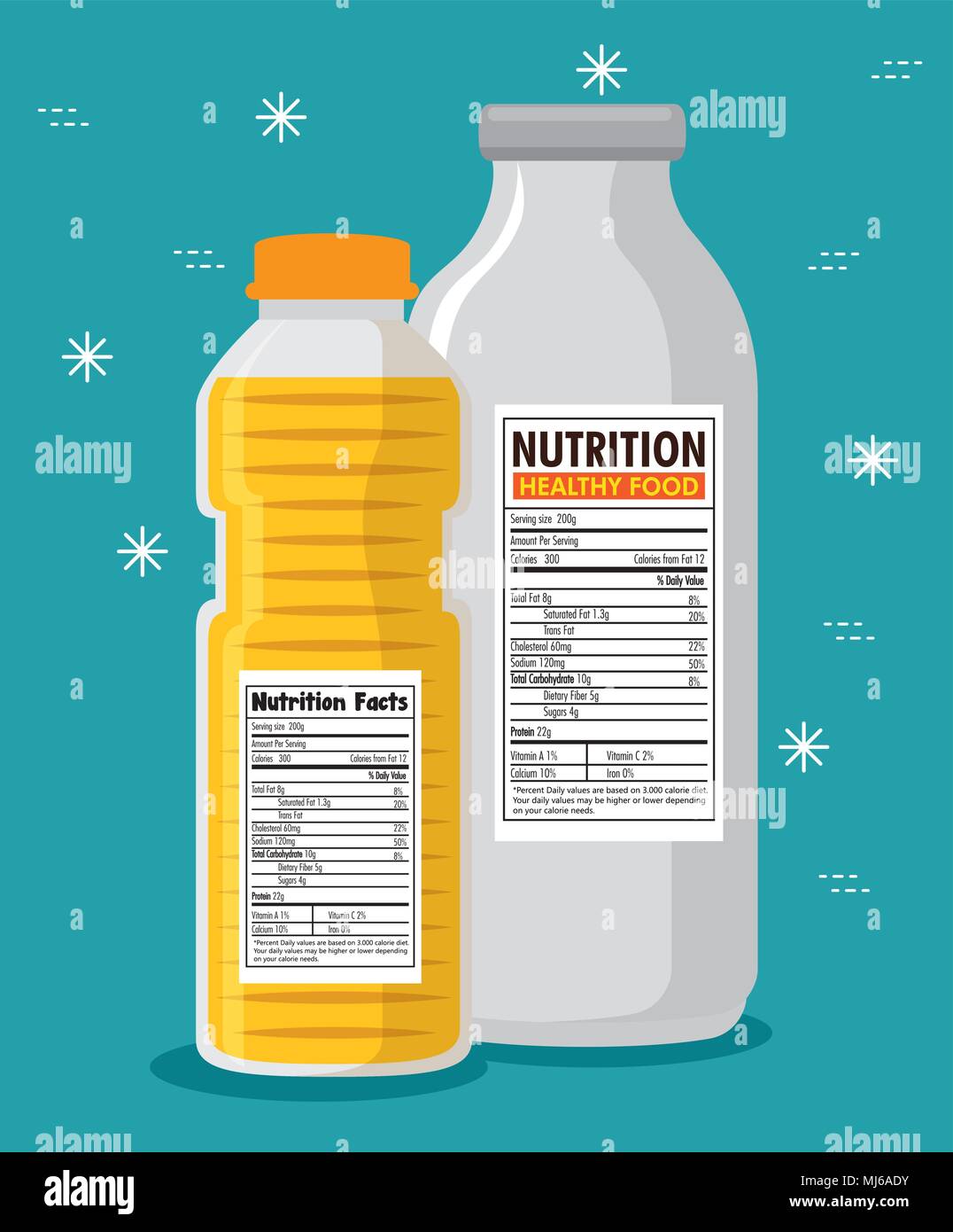 oil and milk bottles with nutrition facts Stock Vector Image & Art - Alamy