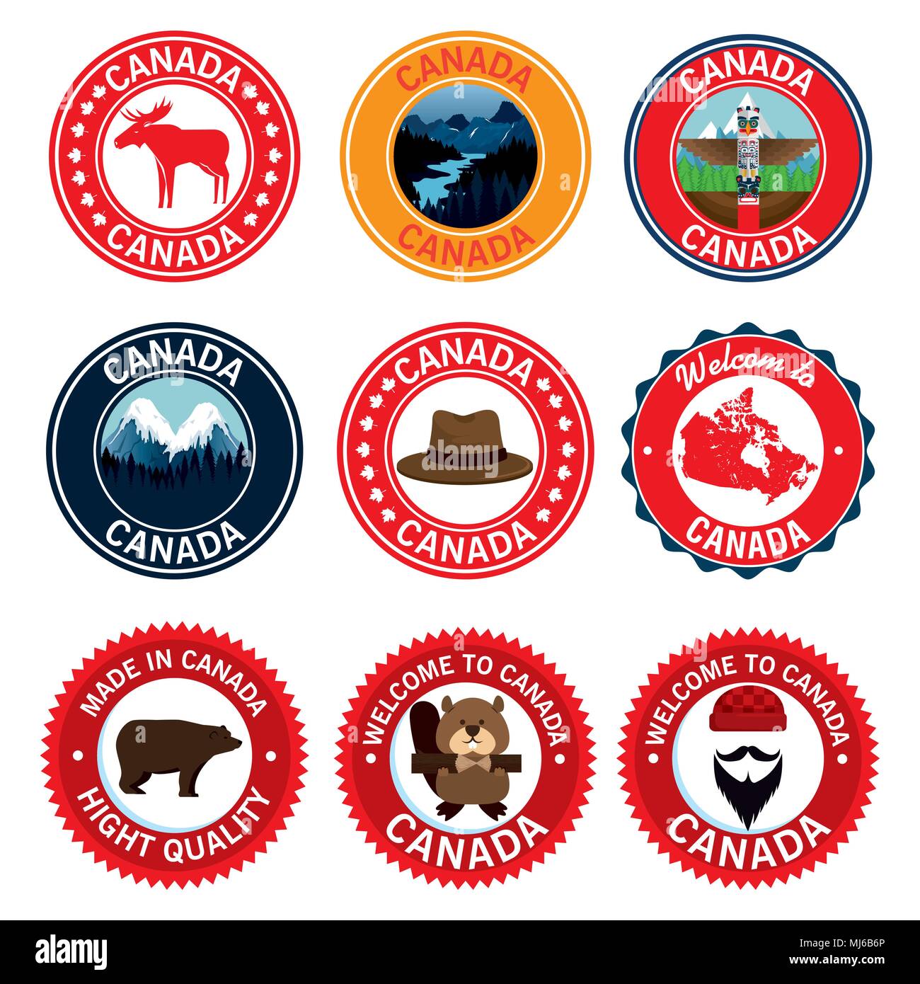 canadian culture set icons Stock Vector Image & Art - Alamy