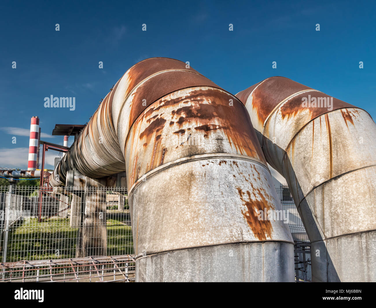 Heat and power generating plant pipelines Stock Photo - Alamy