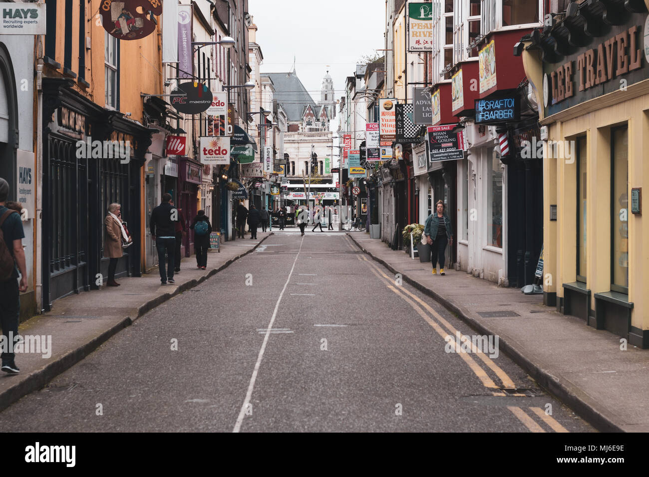 May 3rd, 2018, Cork, Ireland - streets in heart of the city with shops ...