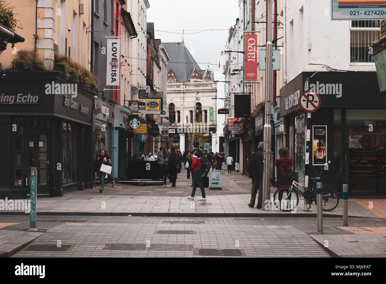May 3rd, 2018, Cork, Ireland - streets in heart of the city with shops ...