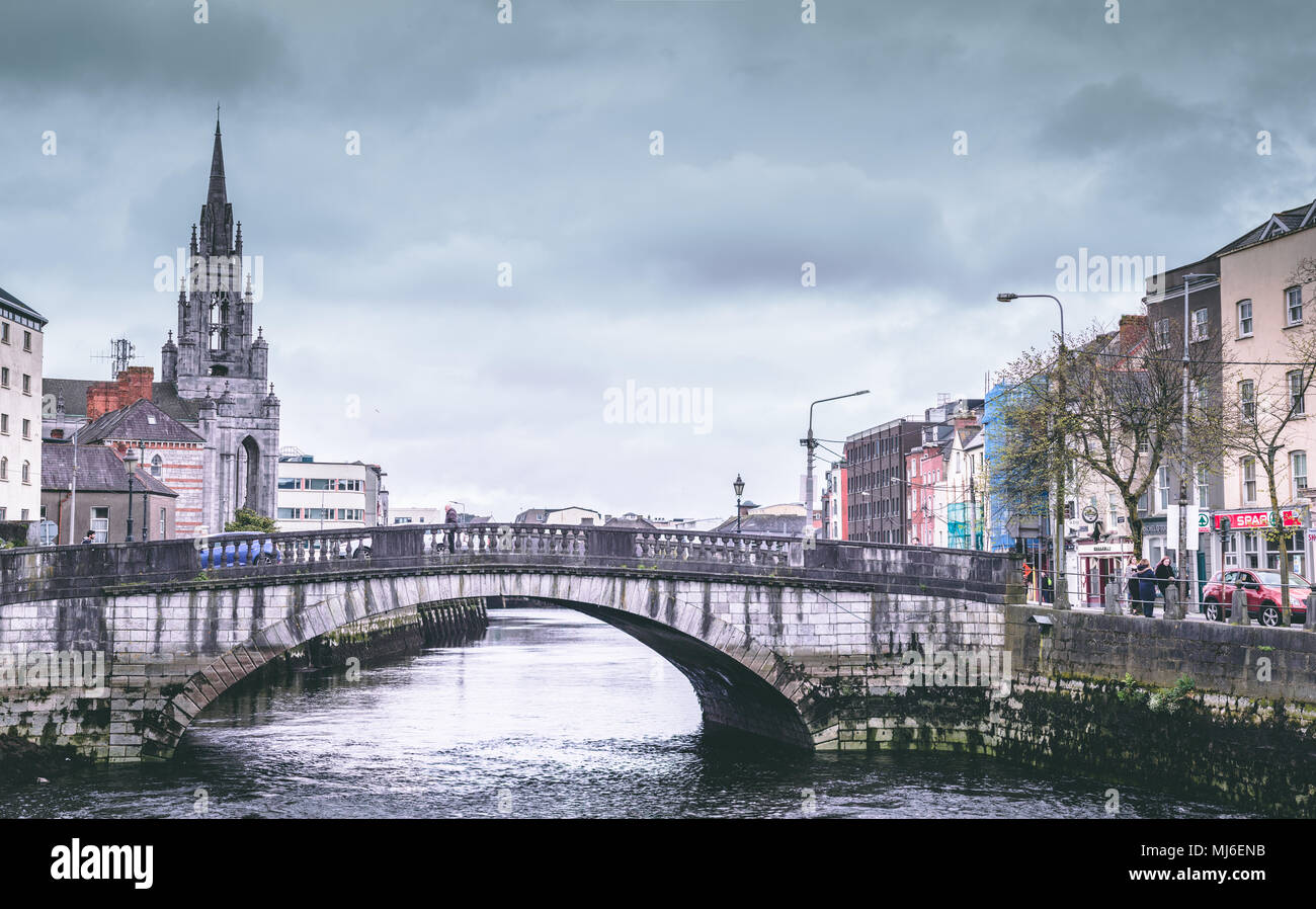 May 3rd, 2018, Cork, Ireland - Parliament bridge over River Lee, and ...