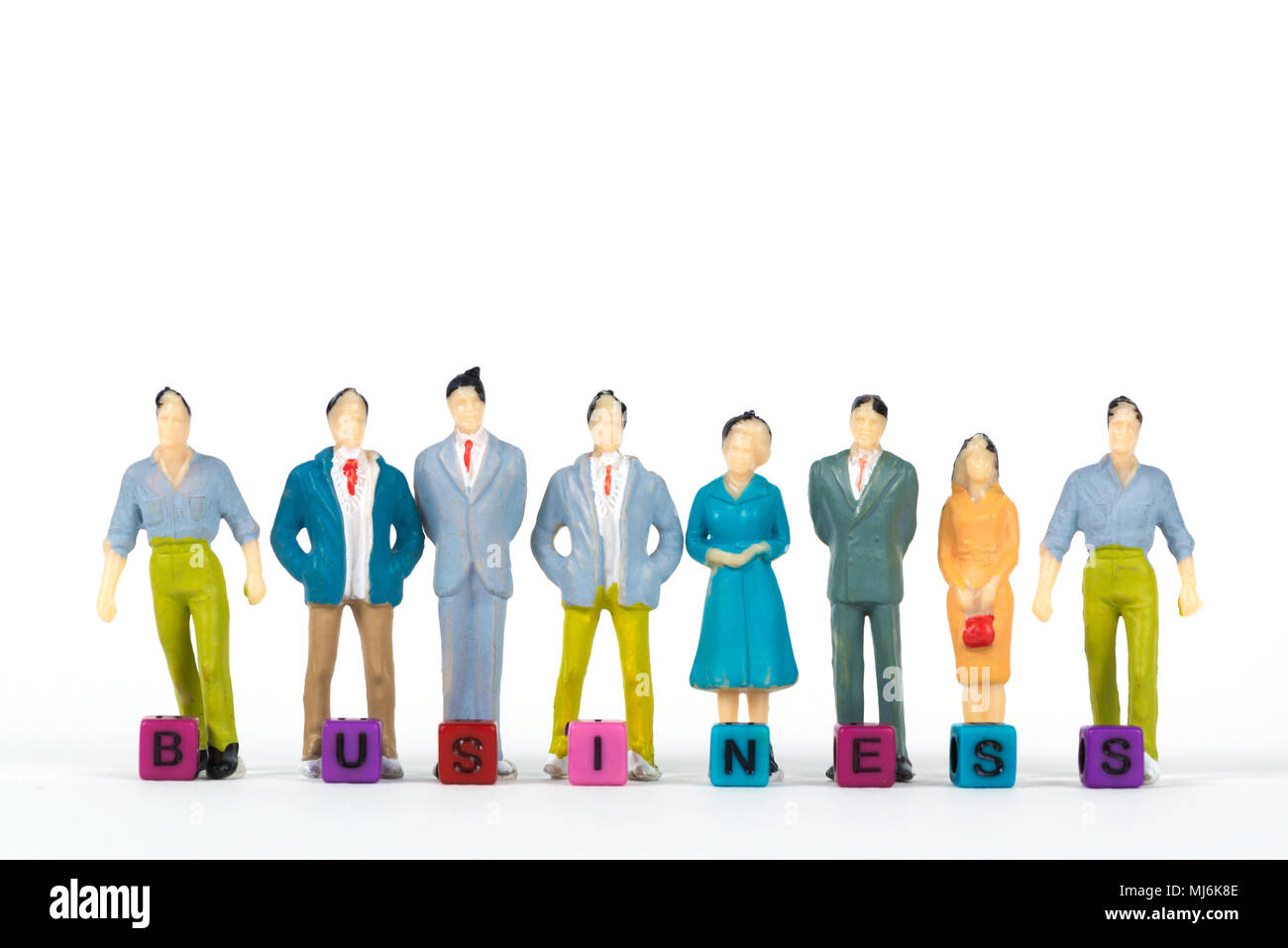 BUSINESS text and Group or figure miniature businessman of small people ...