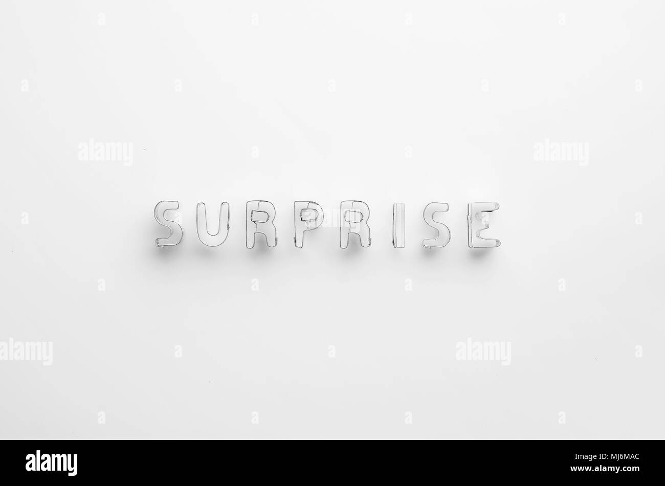 Surprise word over white background, top view Stock Photo - Alamy